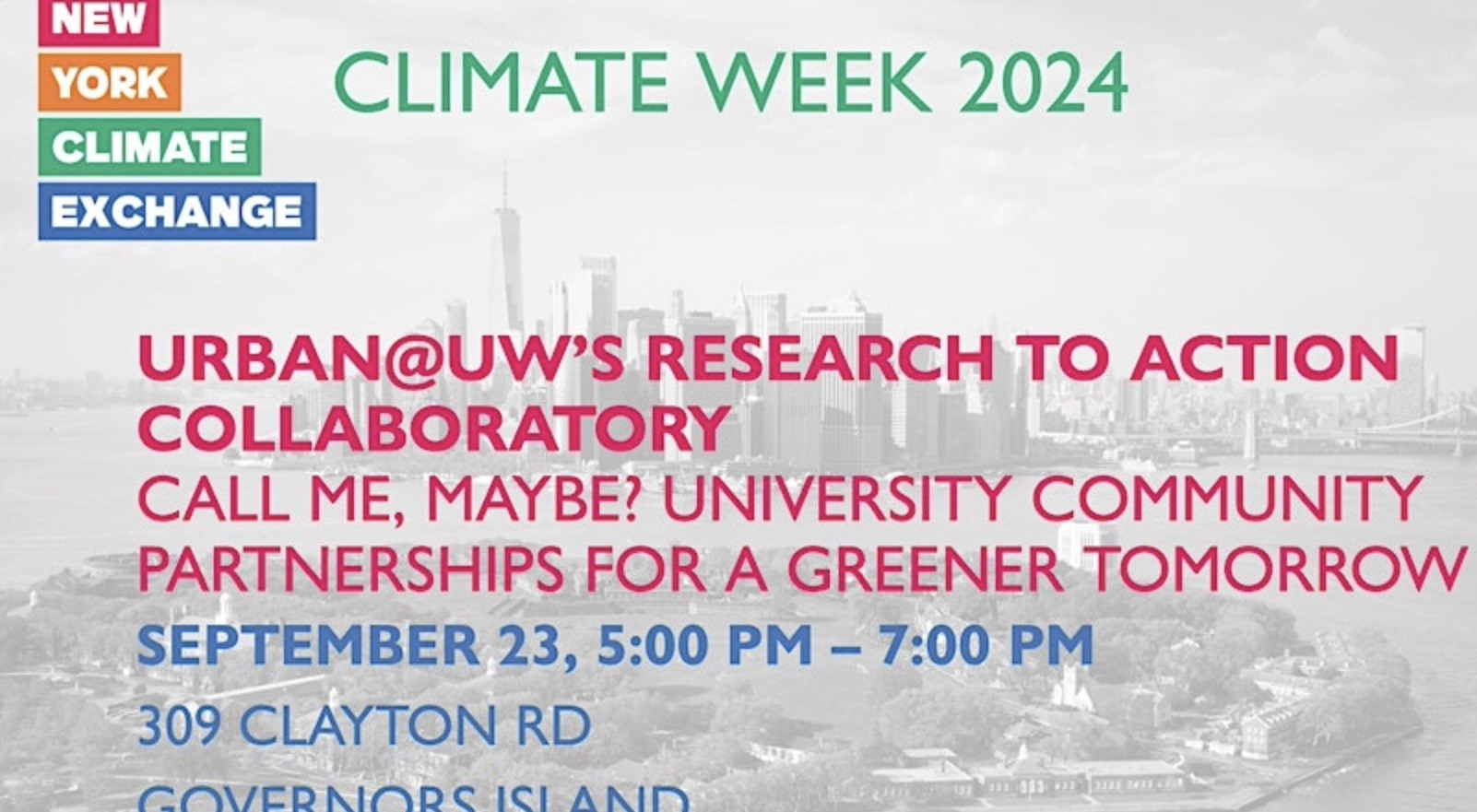 Urban@UW Presenting at New York Climate Week | Urban@UW